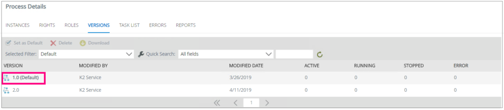 Versioning on K2 Five - Flow Factory